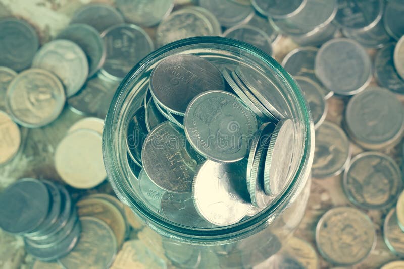 Money in the glass stock image. Image of beggar, coin - 55780603