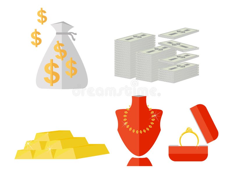 Money Gold and Accessories Vector Stock Vector - Illustration of ...