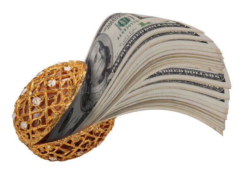 Money in gold shell stock image. Image of riches, open - 16257819