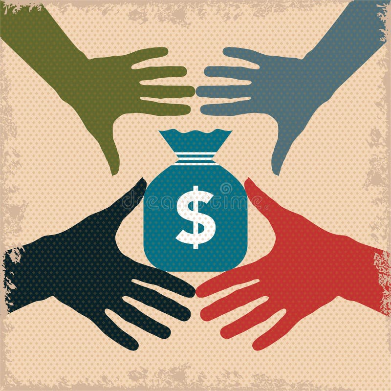 Money Grab with Dollar Sign Stock Vector - Illustration of greed, dough ...