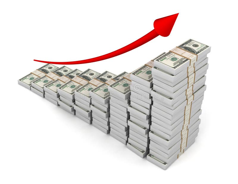 Money Graph 3d Illustration Isolated on White Background Stock ...