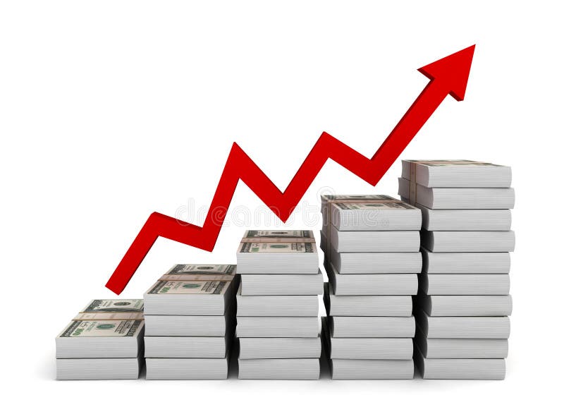 Money Graph 3d Illustration Isolated on White Background Stock ...