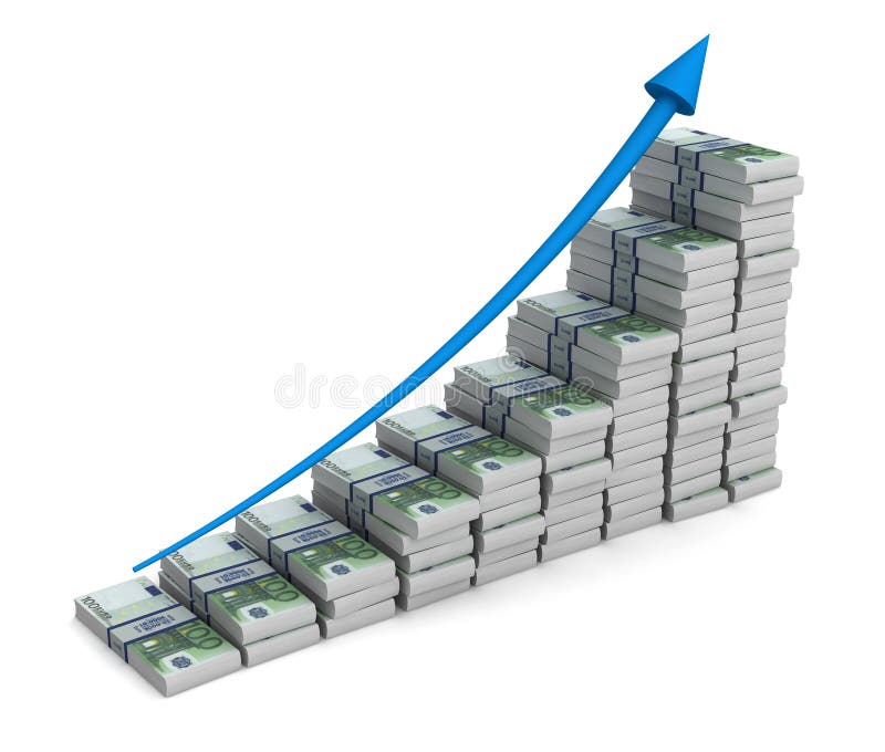 Money Graph 3d Illustration Isolated on White Background Stock ...