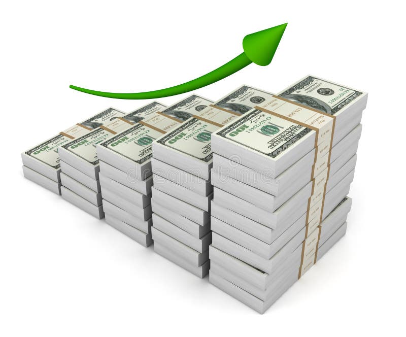 Money Graph 3d Illustration Isolated on White Background Stock ...