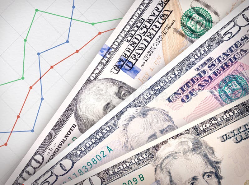 US Dollar Paper Bill Growth Graph Stock Image - Image of growth, budget ...