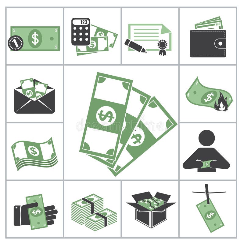 Money. Green set stock vector. Illustration of currency - 34437882