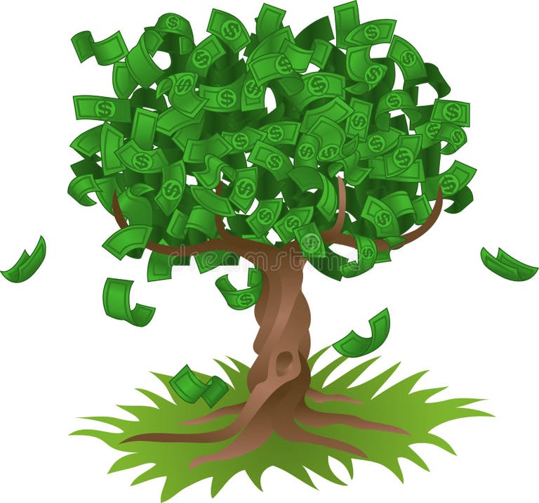 Money growing on tree stock vector. Illustration of leaves - 4960689