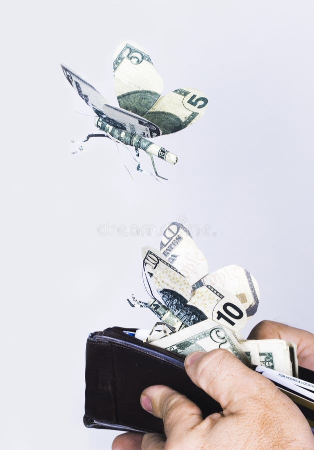Money Growing Wings and Flying Away Stock Photo - Image of money ...
