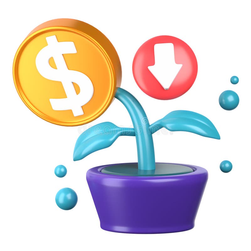 Money Growth Fail 3D Icon stock illustration. Illustration of ...