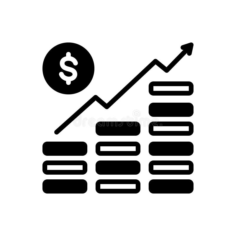 Black Solid Icon for Money Growth, Managment and Revenue Stock Vector ...