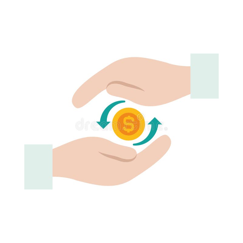 Money Guaranteed Exchange Hands Coins Transaction Safe Circle Vector ...