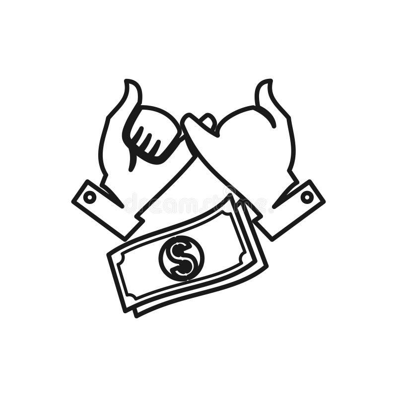 Money Hand Commitment Teamwork Together Outline Logo Stock Vector ...