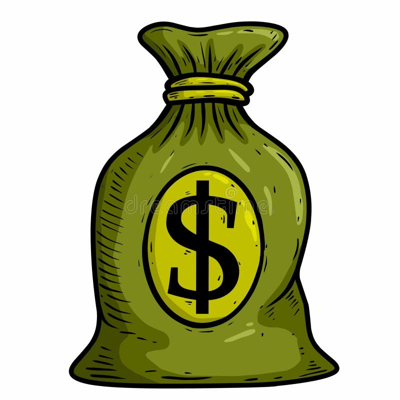 Money Hand Drawn Dollar Sack, Money Bag Sketch Stock Illustration ...