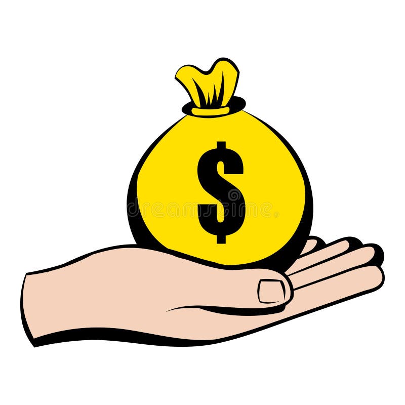 Money in Hand Icon, Icon Cartoon Stock Vector - Illustration of banking ...