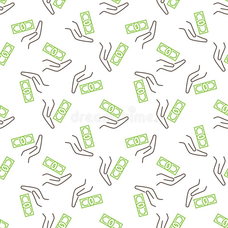 Money and Hand Vector Bribery Concept Line Seamless Pattern Stock ...