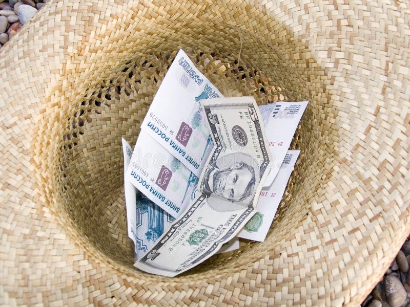Money in hat stock photo. Image of currency, banknotes - 13109876