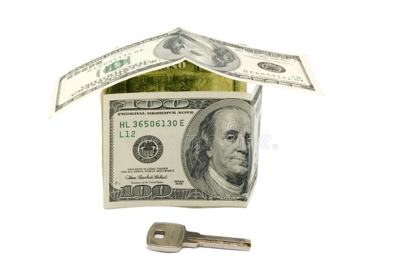 House Keys on Stack of Money Stock Photo - Image of selling, white ...