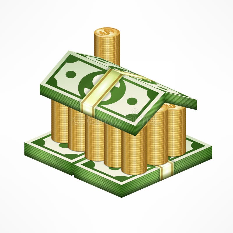 Money house on white stock vector. Illustration of banking - 71851522