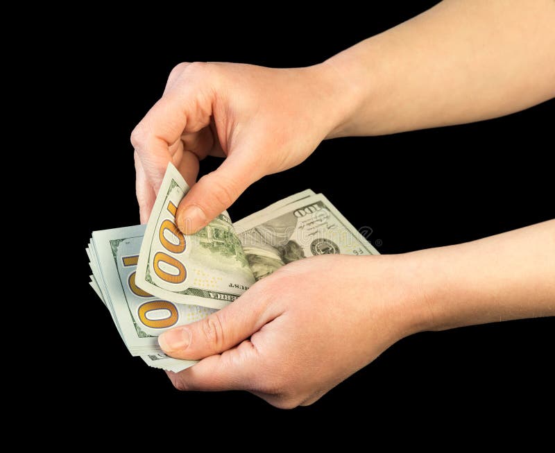 Money in Human Hands Form of Dollar Bills, Business Woman is Counting ...