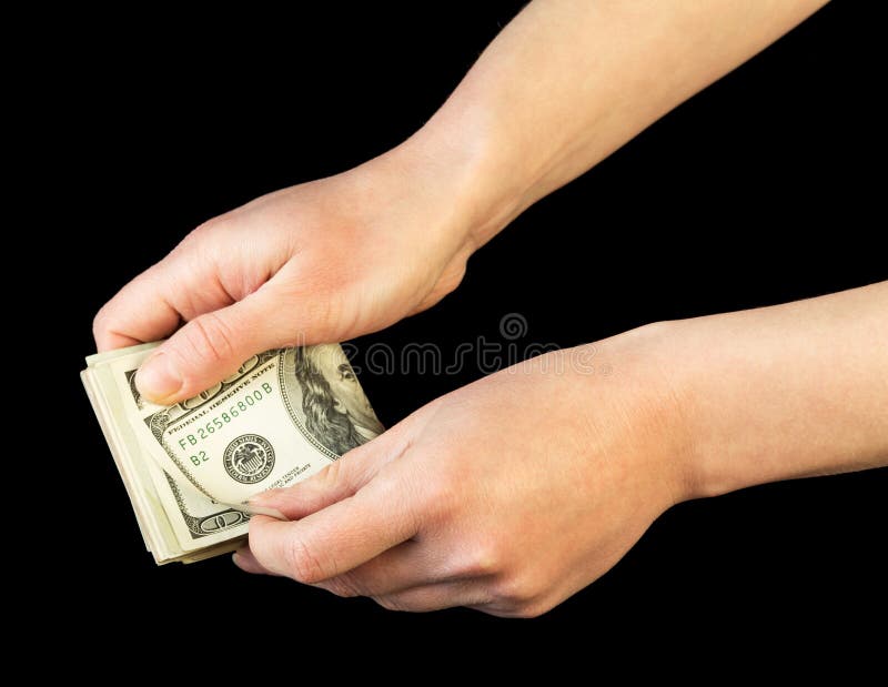 Money in Human Hands Form of Dollar Bills, Business Woman is Counting ...