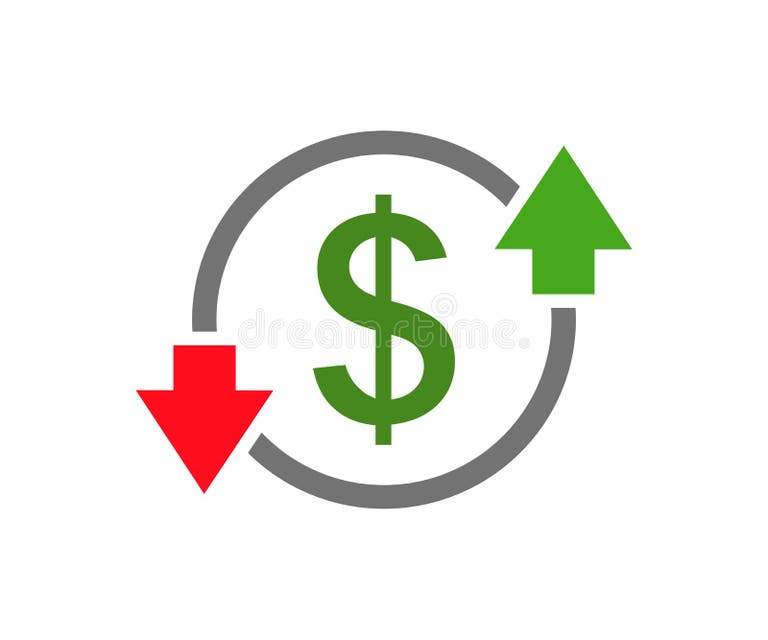 Money Icon with Arrows, Capital Decrease and Increase, Dollar Rate Increase, Investment Concept ...
