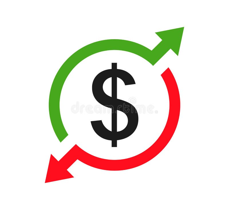 Money Icon with Arrows, Capital Decrease and Increase, Dollar Rate Increase, Investment Concept ...