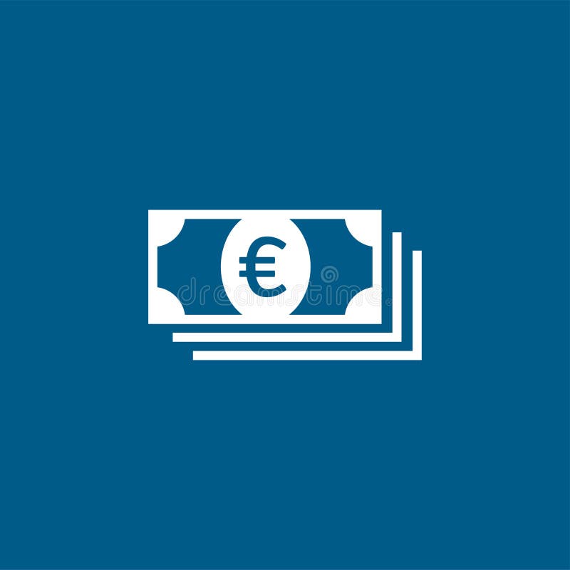 Money Icon on Blue Background. Blue Flat Style Vector Illustration ...