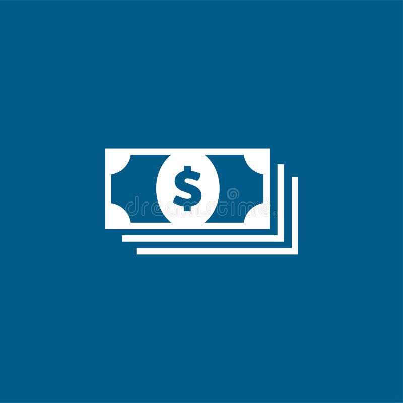 Money Icon on Blue Background. Blue Flat Style Vector Illustration ...