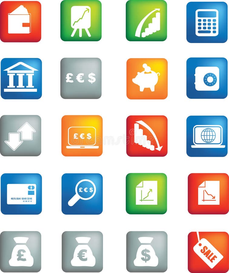 Money icon button set stock vector. Illustration of sollar - 10682172