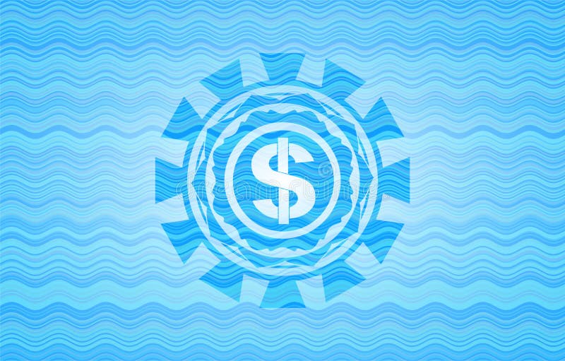 Money Icon Inside Sky Blue Water Wave Emblem Background Stock Vector ...