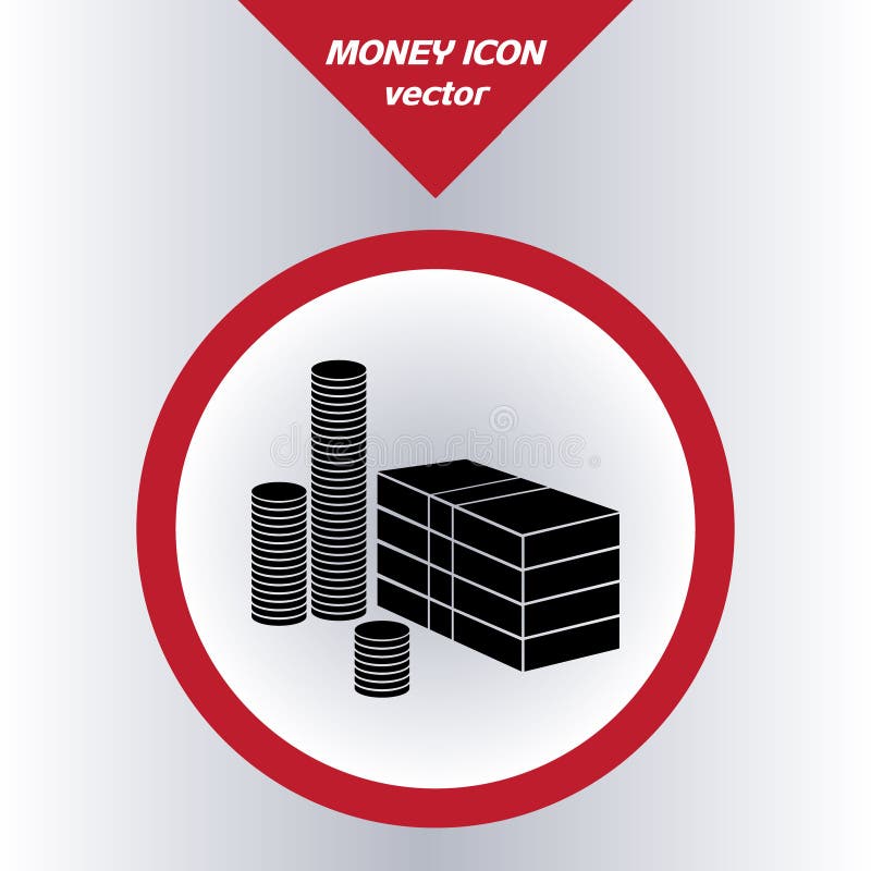 Money Icon with Paper Banknotes and Coins Vector. Stock Vector ...