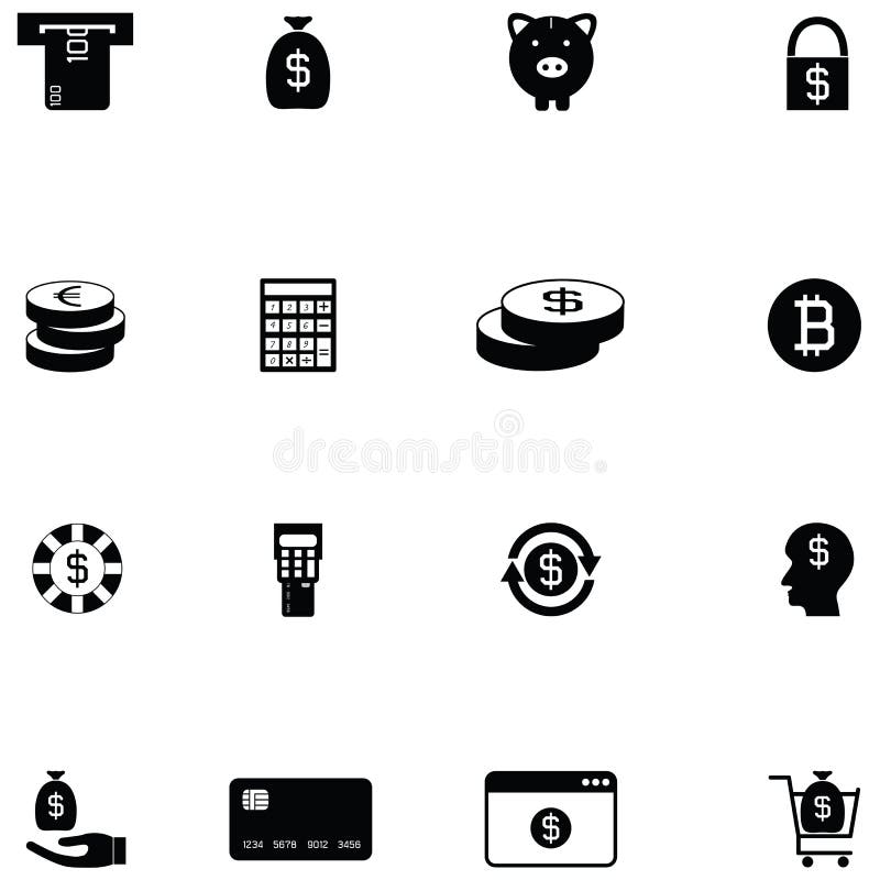 Money icon set stock vector. Illustration of design - 140260124