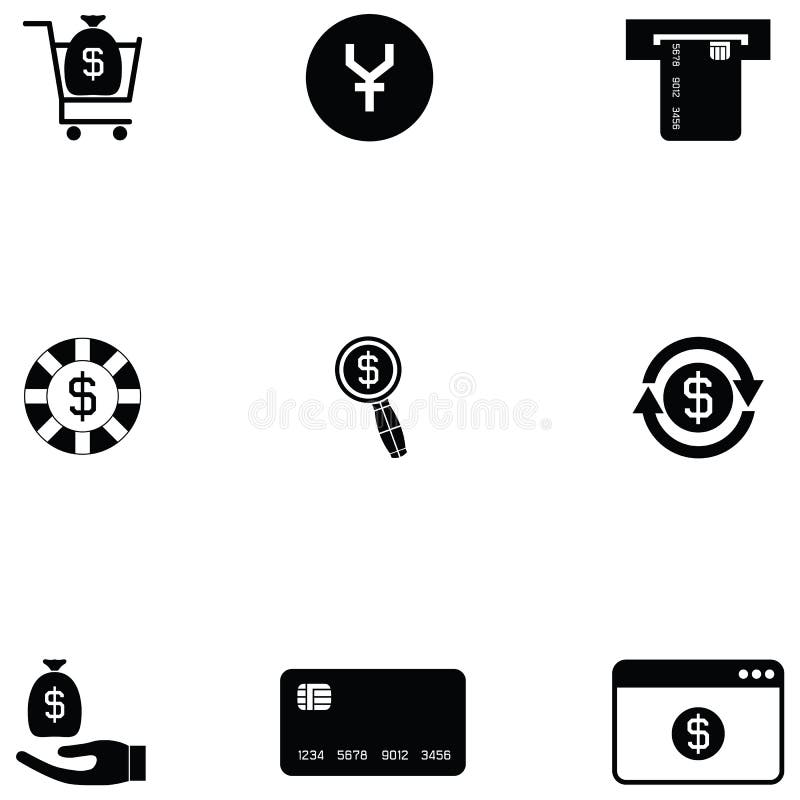 Money icon set stock vector. Illustration of vector - 140260128