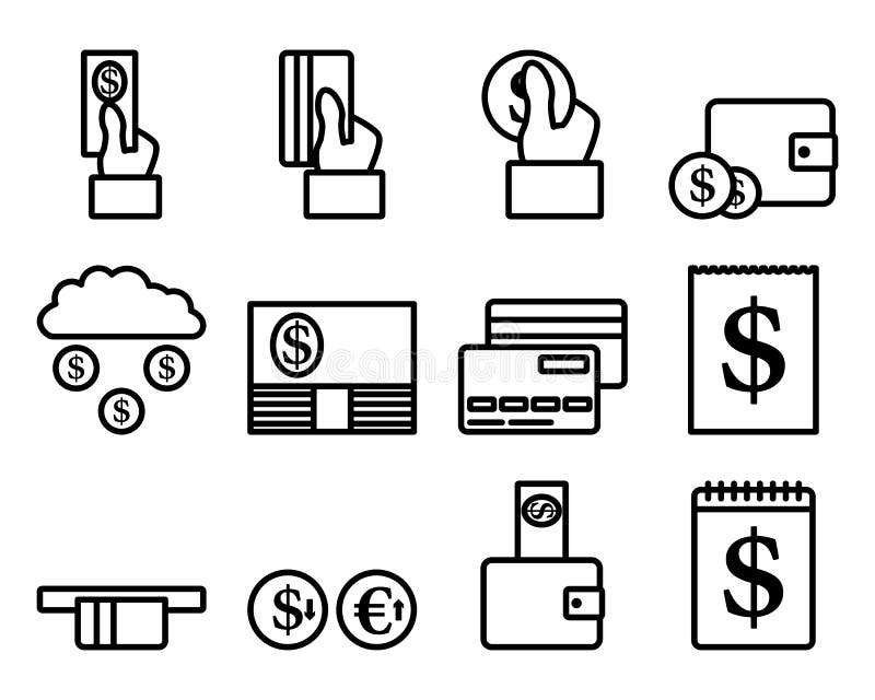 Money Icon Set stock vector. Illustration of cloud, icon - 229392933