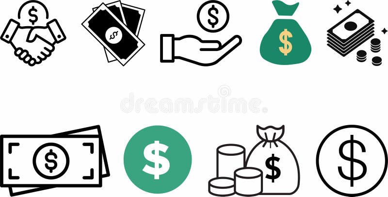 Money icon set collection stock vector. Illustration of symbols - 346426635