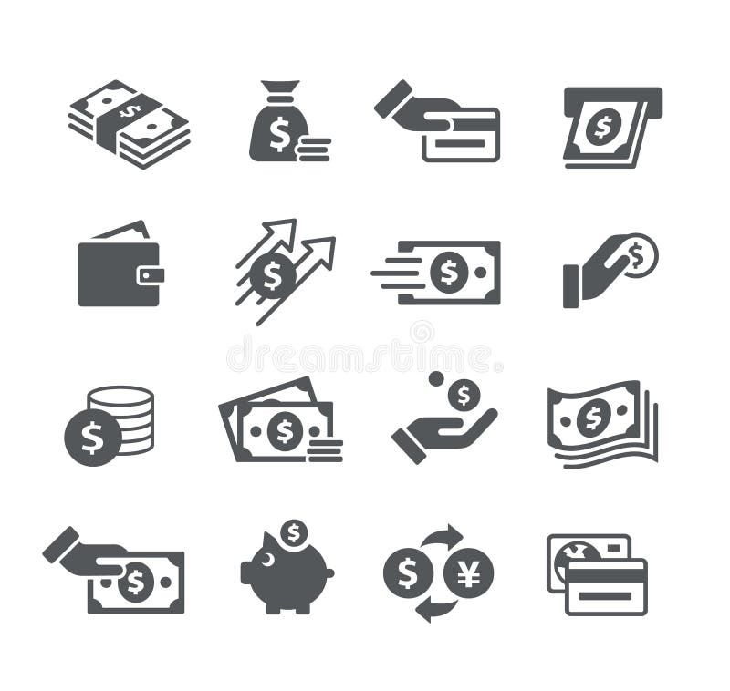 Money Icon Set -- Utility Series Stock Vector - Illustration of coins ...