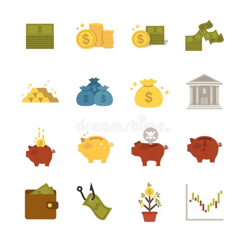 Money icons stock vector. Illustration of bank, payment - 89979215