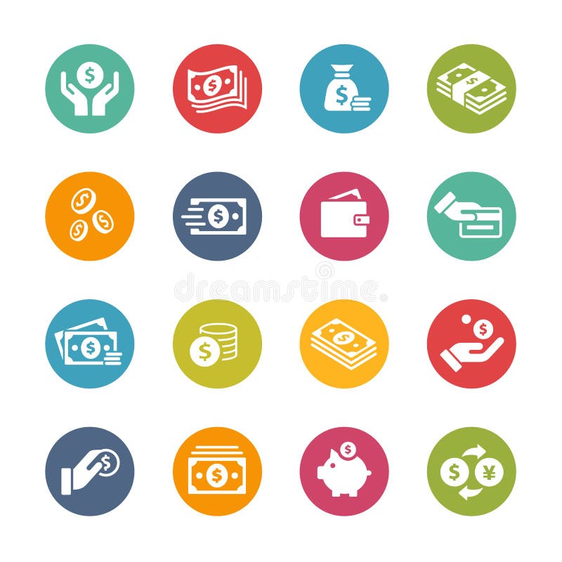 Money Icons // Gelcolor Series Stock Vector - Illustration of bank ...