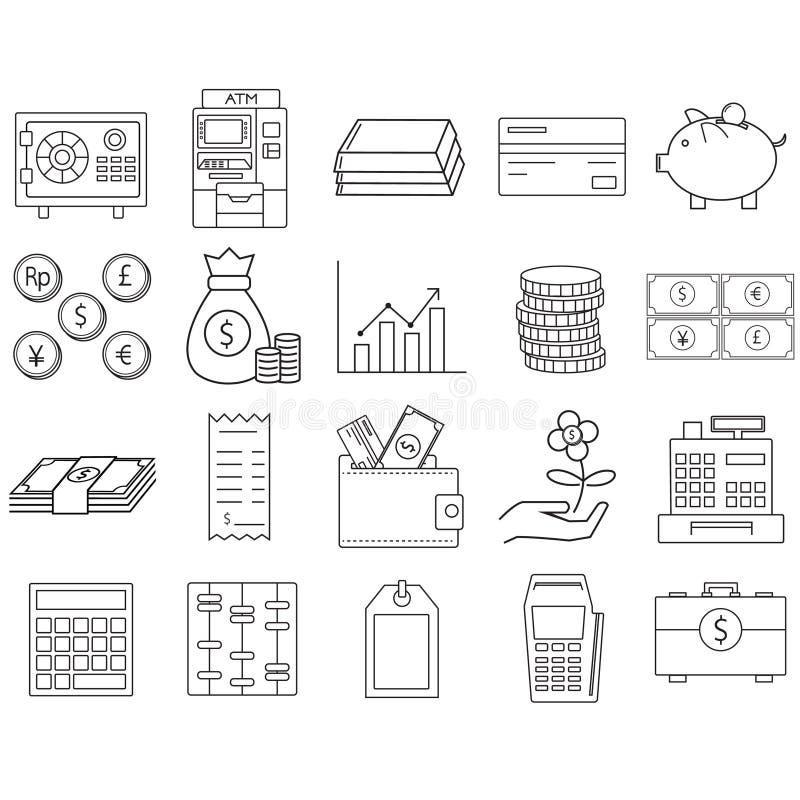 A Money Icons Illustration. Stock Illustration - Illustration of ...