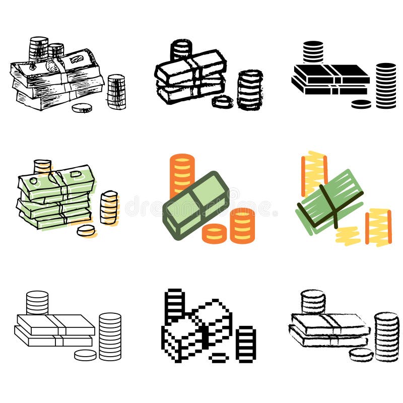 Money icons set stock vector. Illustration of icon, drawing - 23873181