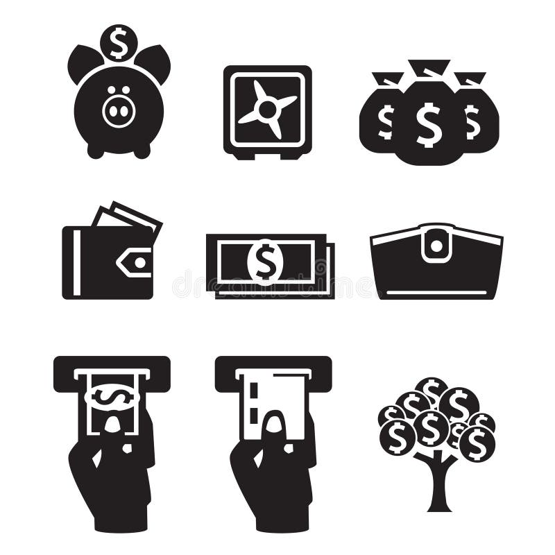 Money icons set stock vector. Illustration of bank, cash - 31310554