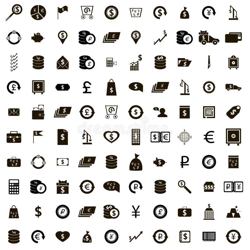 100 Money Icons Set, Simple Style Stock Vector - Illustration of ...
