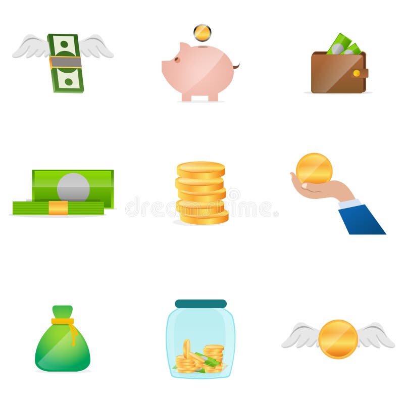 Money Icons Set Vector Illustration Stock Illustration - Illustration ...