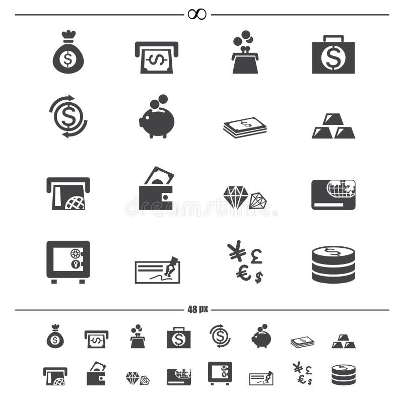 Money icons set stock vector. Illustration of bank, cash - 31310554