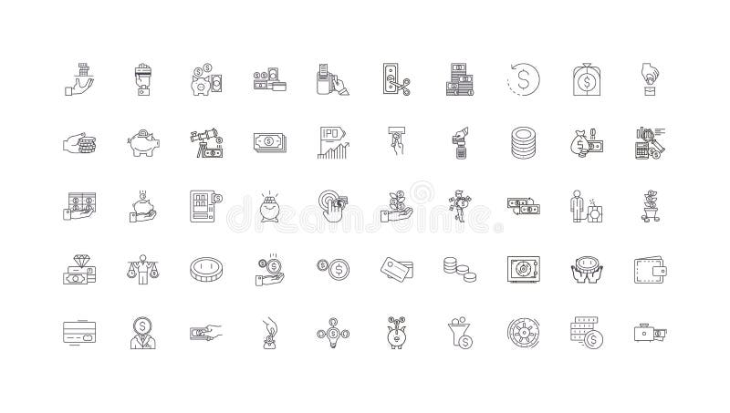 Money Ideas, Linear Icons, Line Signs Set, Vector Collection Stock ...