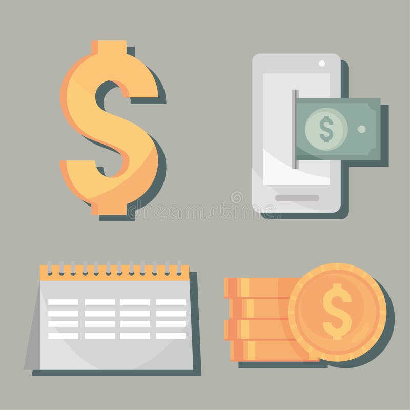 Money income, icons stock vector. Illustration of icons - 255481107