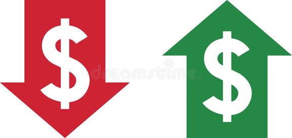Money Increase and Decrease Icons. Low or High Total Cost Icon Stock ...