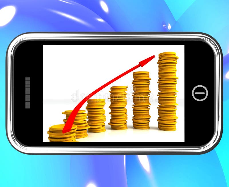 Money Increasing on Smartphone Showing Big Earnings Stock Illustration ...