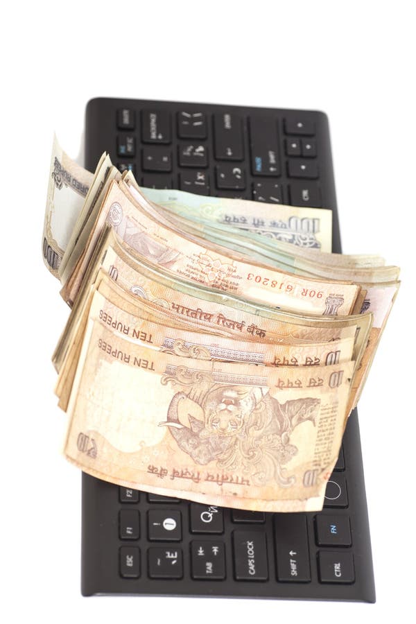Money Indian Currency Rupee Notes Computer Keyboard Isolated Stock ...