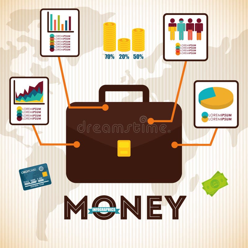 Money infographic design. stock vector. Illustration of elements - 58703659